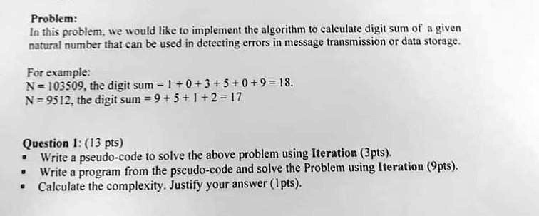 Solved Problem In This Problem We Would Like To Implement The Algorithm To Calculate The
