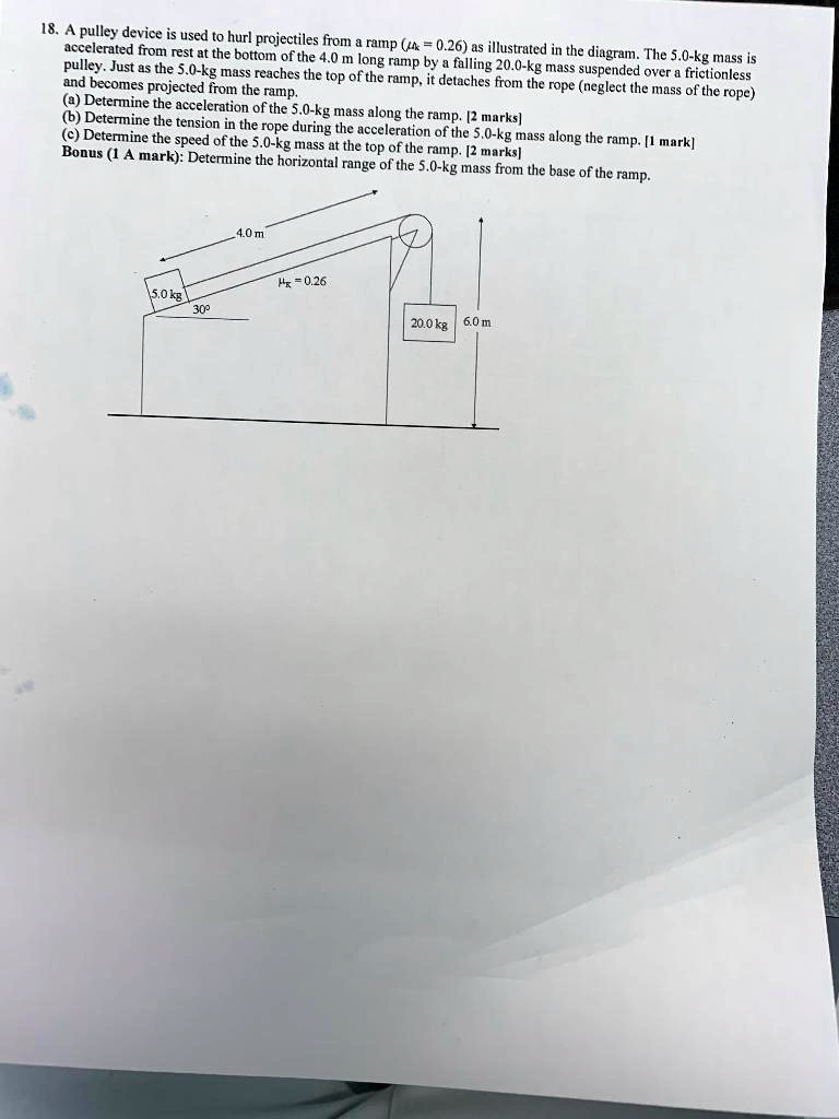 18a pulley device is used to hurl projectiles from a ramp026as ...