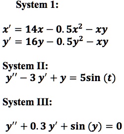 SOLVED: a. Identify the order of the 3 systems below, determine if it ...