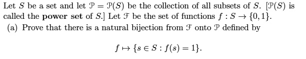SOLVED: Let S be set and let = P(S) be the collection of all subsets of ...