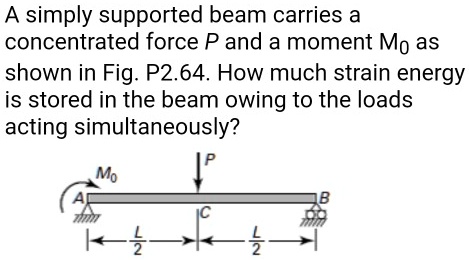 A simply supported beam carries a concentrated force P and a moment M0 as shown in Fig. P2.64 ...