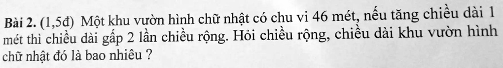 Solved Bà I 2 Lá›p 5d Má™t Khu Vưá N Hình ChᯠNháºt Có Chu