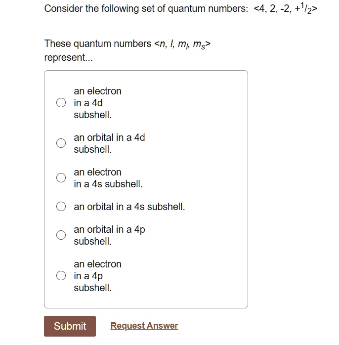 consider the following set of quantum numbers 42 2 1i2 these quantum ...