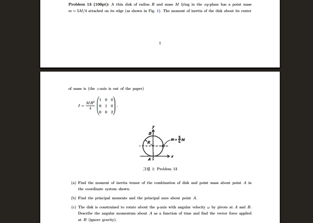 SOLVED: Problem 13 (100pt): A thin disk of radius R and mass M lying in ...