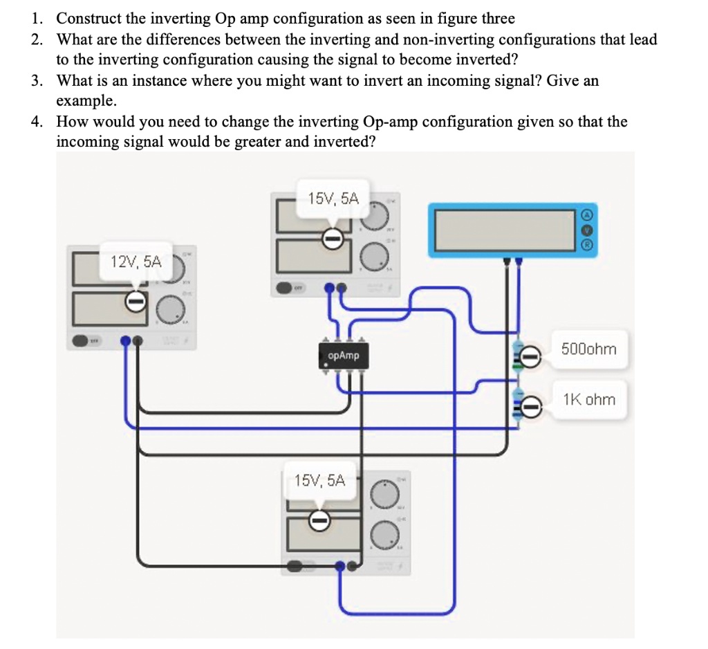 Construct the inverting Op amp configuration as seen in figure three ...