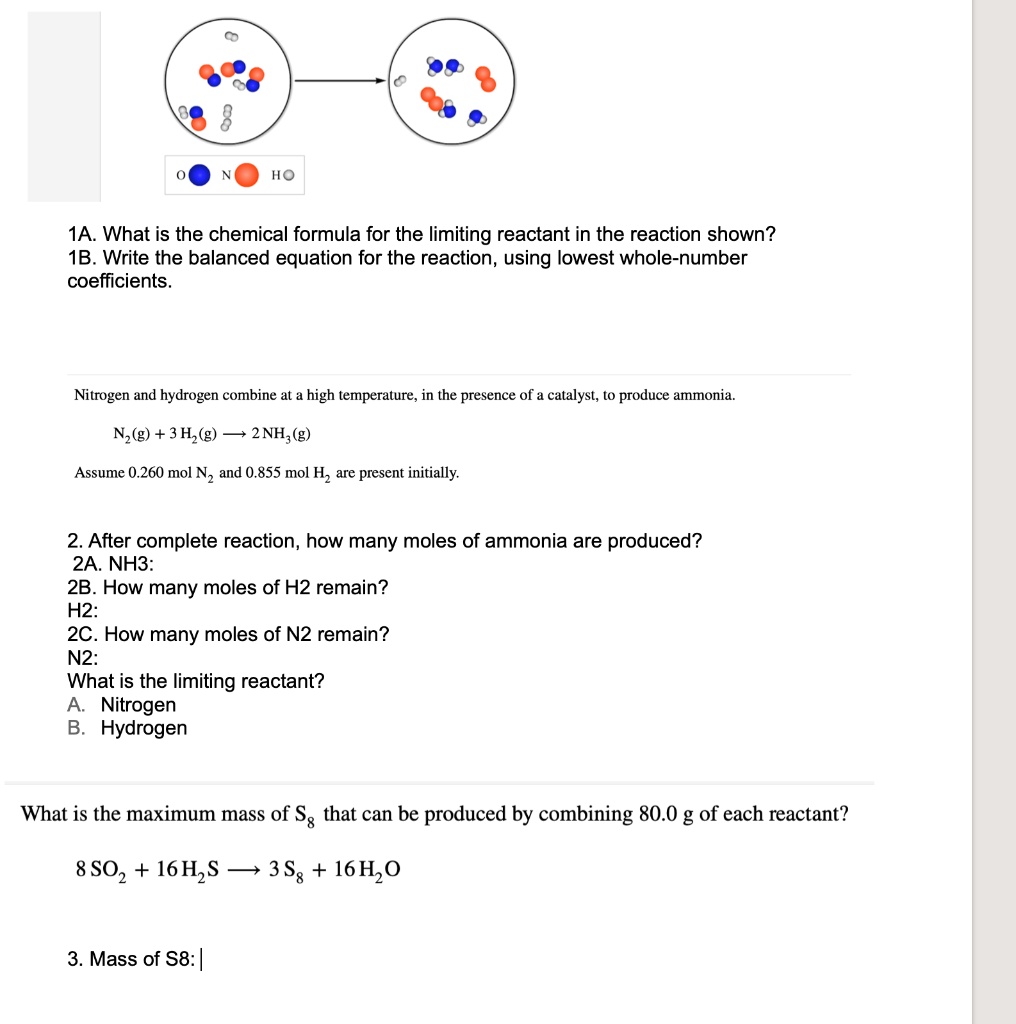 8 8 0 N HO 1A. What is the chemical formula for the limiting reactant ...