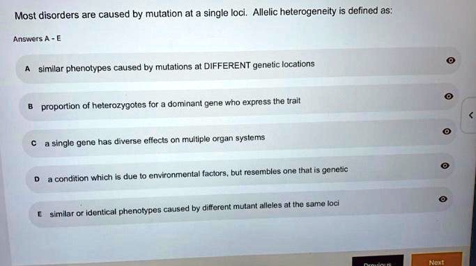 SOLVED: Most disorders are caused by mutation at a single locus ... SOLVED: Most disorders are caused by mutation at a single locus ...