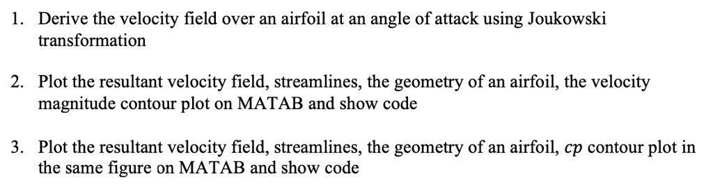 SOLVED: Derive the velocity field over an airfoil at an angle of attack using Joukowski ...