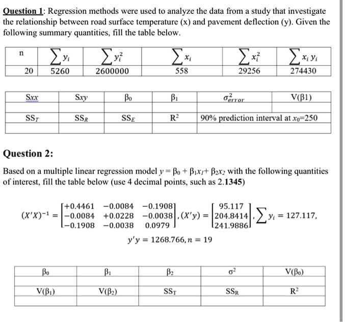SOLVED: Question L: Regression methods were used t0 analyze the data from study that investigate ...