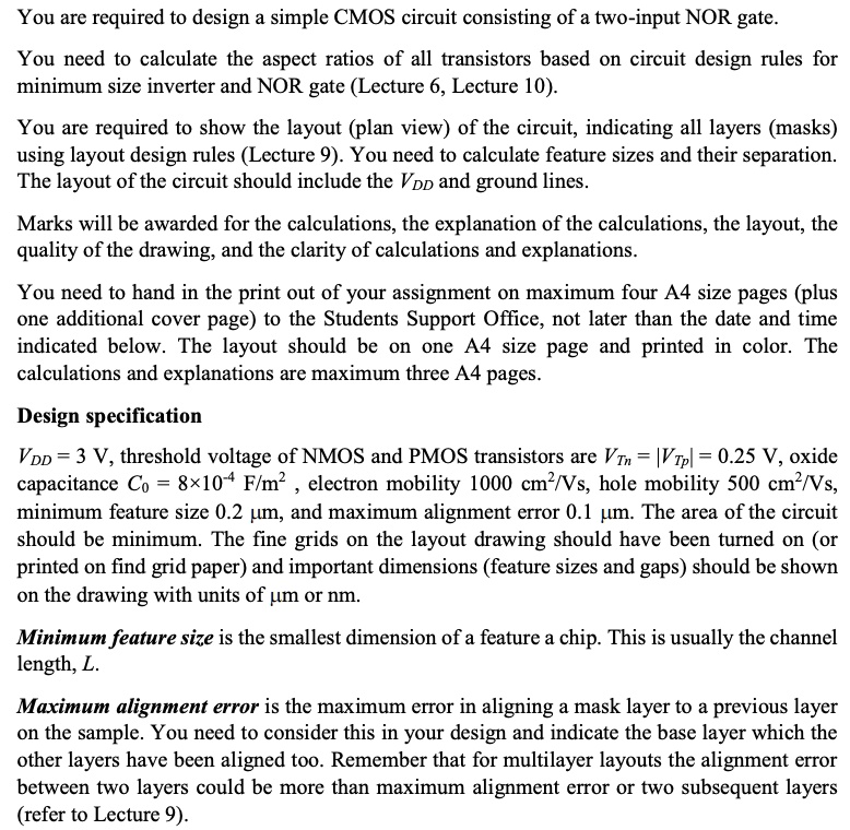 SOLVED: What's the layout for the CMOS circuit consisting of a two ...