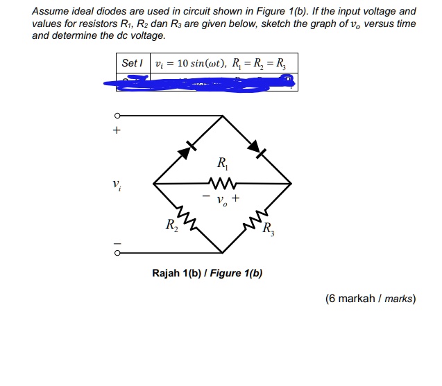 Assume ideal diodes are used in circuit shown in Figure 1(b). If the ...
