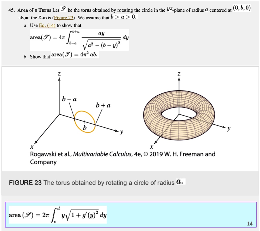 45 area of a torus let be the torus obtained by rotating the circle in ...