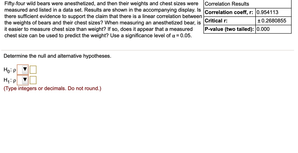 Fifty Four Wild Bears Were Anesthetized And Then Their Weights And Chest Sizes Were Measured