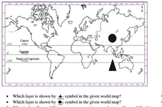 2 which layer is shown by a symbol in the given world map lantc eauao ...