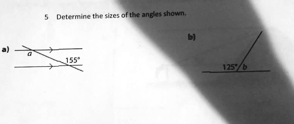 SOLVED: Determine the sizes of the angles shown: b) a) 1559 1259