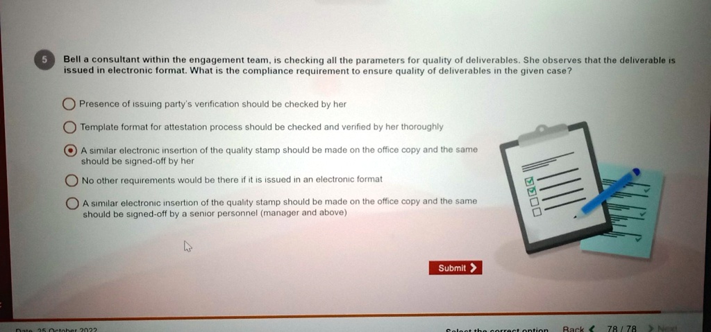 5 Bell a consultant within the engagement team, is checking all the ... 5 Bell a consultant within the engagement team, is checking all the ...