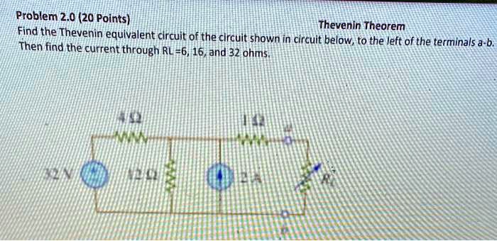 SOLVED: Problem 2.0 (20 Points) Find the Thevenin equivalent of the ...