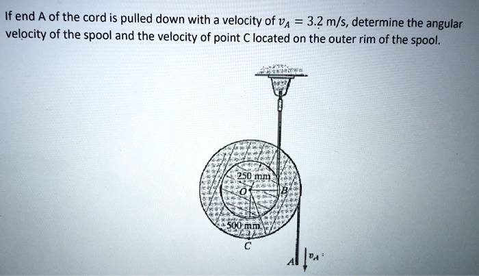 SOLVED: If end A of the cord is pulled down with a velocity of v = 3.2 m/s, determine the ...