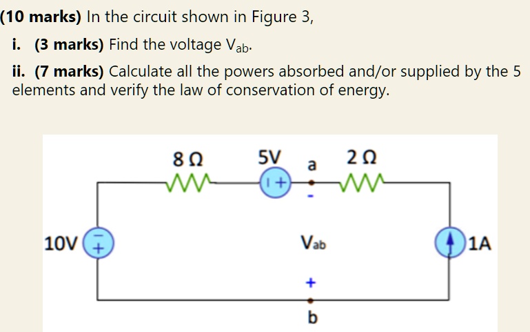 (10 marks) In the circuit shown in Figure 3, i. (3 marks) Find the voltage Vab. ii. (7 marks ...