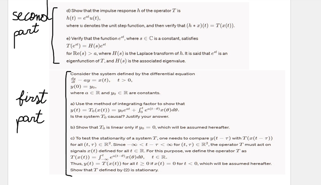 SOLVED: Exercise on continuous-time systems: (check the image inside ...