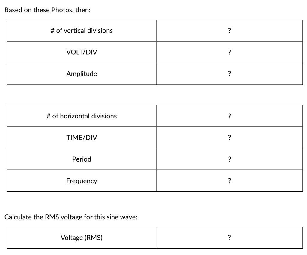 SOLVED: Based on these photos, then: # of vertical divisions VOLT/DIV ...