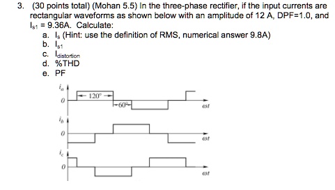 SOLVED: Mohan 5.5 In the three-phase rectifier, if the input currents are rectangular waveforms ...