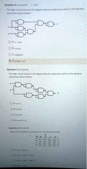 SOLVED: Question 4 (2.5 points): The logic circuit shown in the diagram ...