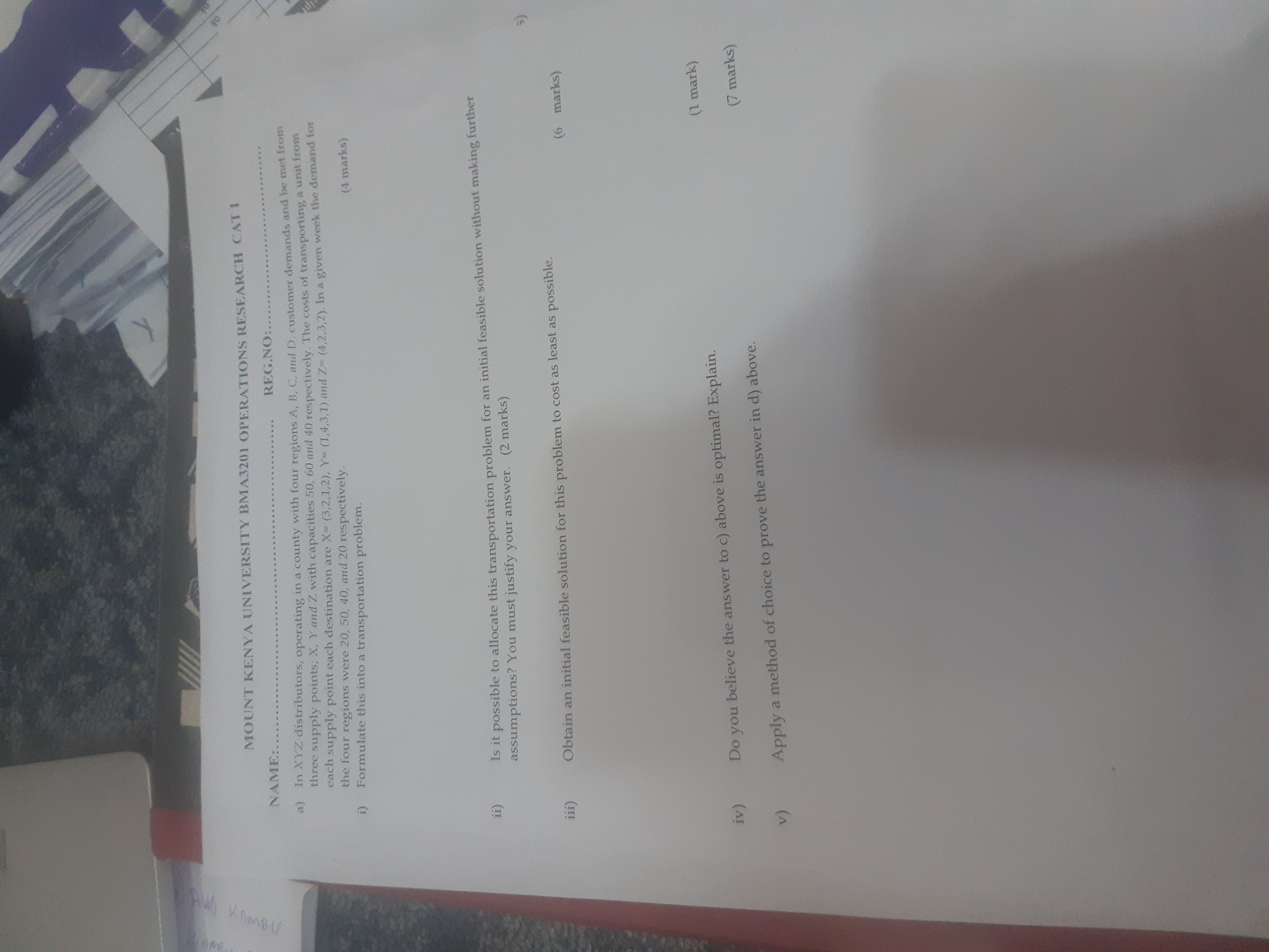 a) In XYZ distributors, operating in a county with four regions A, B, C ...
