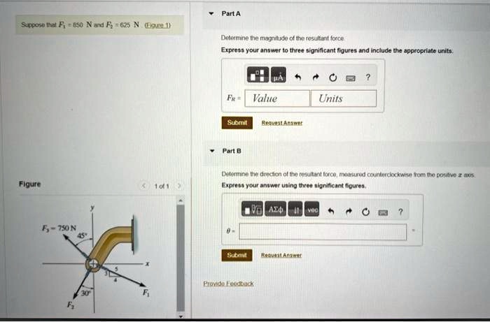texts part a suppose that f1 850 n and f2 625 n determine the magnitude of the resultant force ...