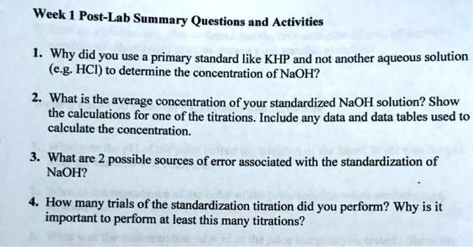 Solved Week Post Lab Summary Questions And Activities Why Did You Use