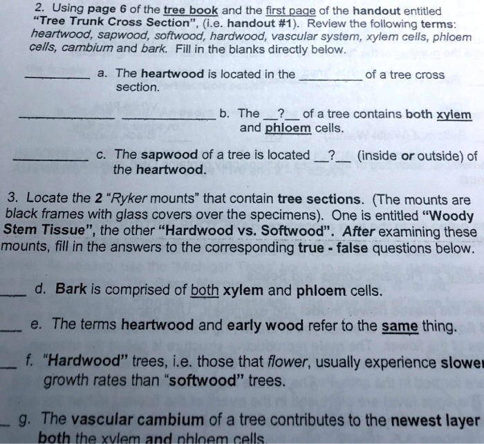 SOLVED:Using page 6 of the tree_book and the first page of the handout ...