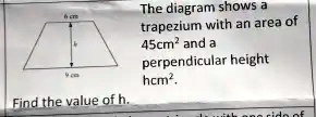 SOLVED: The diagram shows trapezium with an area of 45cm? and ...