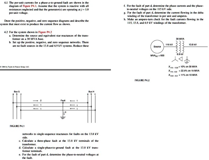 SOLVED: 4.1 The per-unit currents for a phase-to-ground fault are shown in the diagram of Figure ...