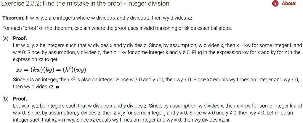 Exercise 2.3.2: Find the mistake in the proof - integer division About ...