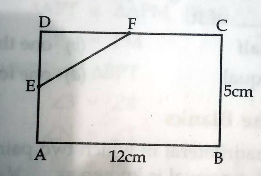 SOLVED: In the following figure, ABCD is a rectangle. If E and F are ...