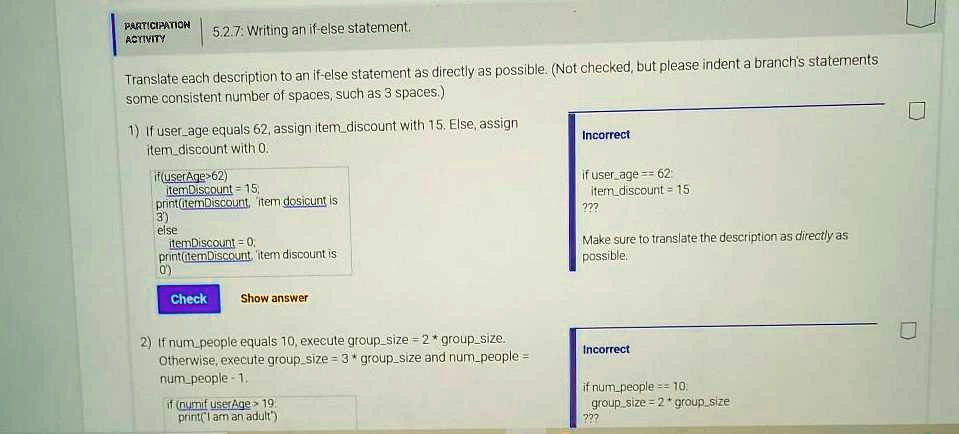 SOLVED: In Python Participation activity 5.2.7: Writing an If-else ...