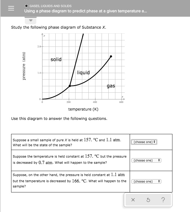 SOLVED: GASES Liquids AND SOLIds Using phase diagram t0 predict phase at a given temperature 0 ...