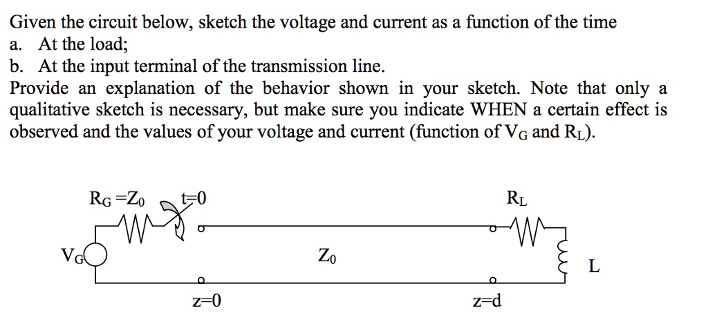Given the circuit below, sketch the voltage and current as a function ...