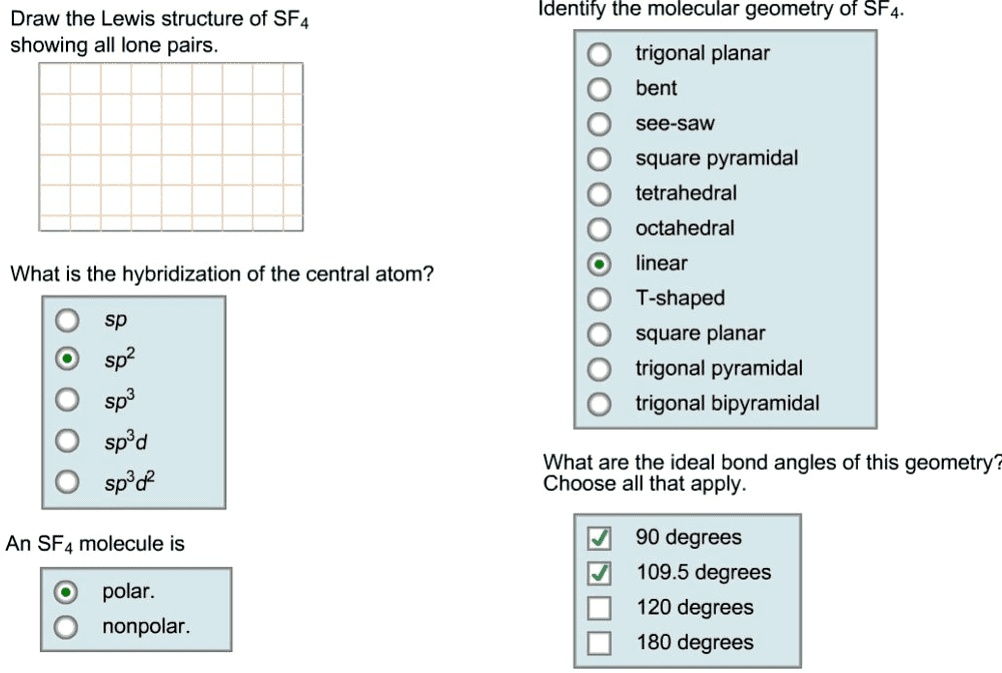 SOLVED: ' Draw the Lewis structure of SF4 showing all lone pairs. What is the hybridization of ...