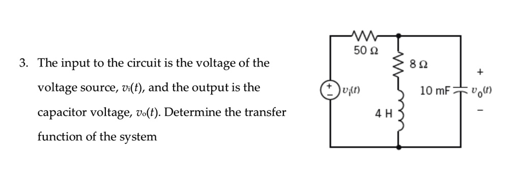 SOLVED: The input to the circuit is the voltage of the voltage source, vi(t), and the output is ...