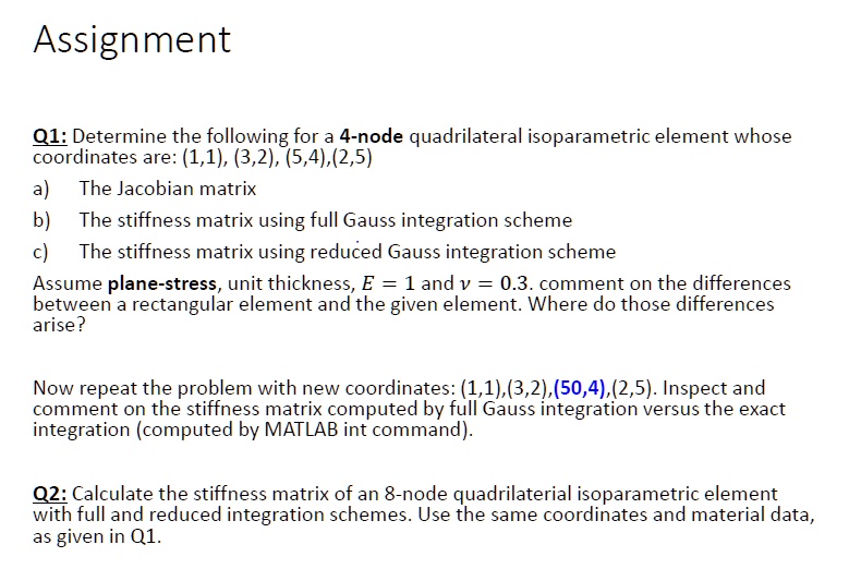 SOLVED: Assignment Q1: Determine the following for a 4-node ...
