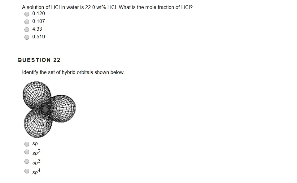 A solution of licl in water is 220 wt licl what is the mole...