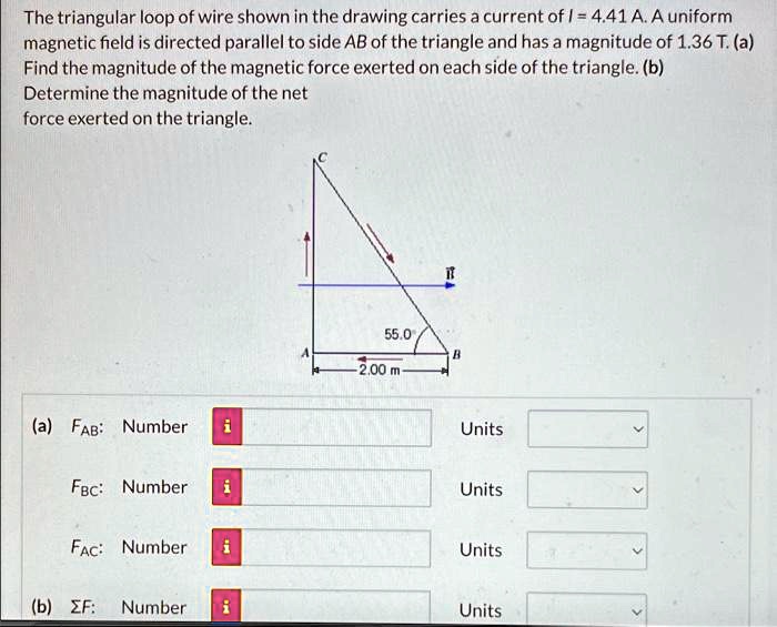 SOLVED: The triangular loop of wire shown in the drawing carries a ...