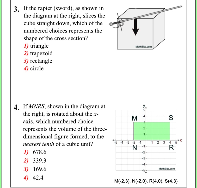3. If the rapier (sword), as shown in the diagram at the right, slices ...