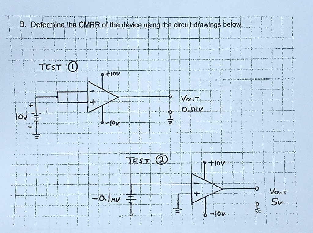 Determine the CMRR of the device using the circuit drawings below. B ...