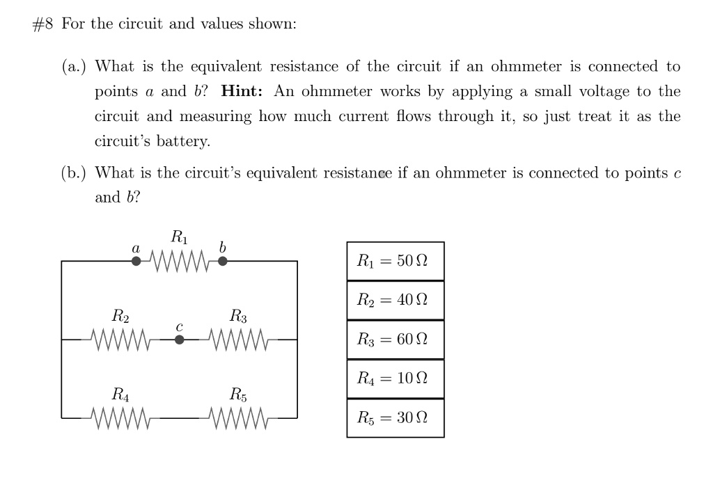 SOLVED: For the circuit and values shown: (a.) What is the equivalent ...
