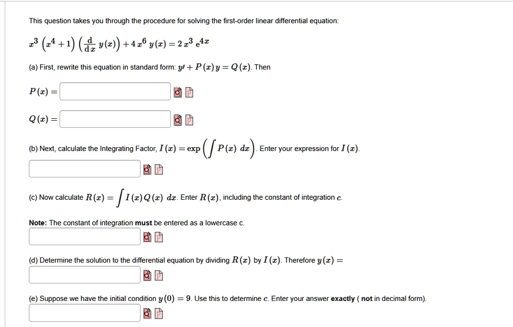 This question takes you through the procedure for solving the first ...