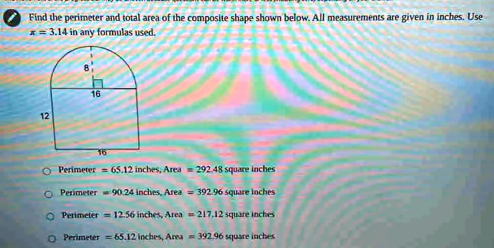 Find the perimeter and total area of the composite shape shown below ...