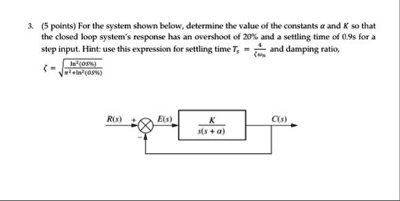 3 5 points for the system shown below determine the value of the constants alpha and k so that ...