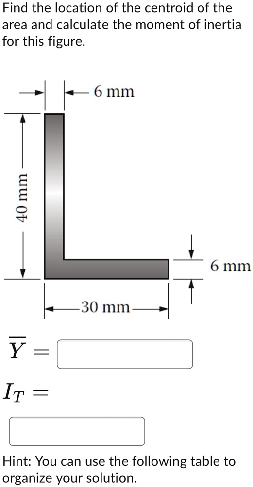 Find the location of the centroid of the area and calculate the moment ...